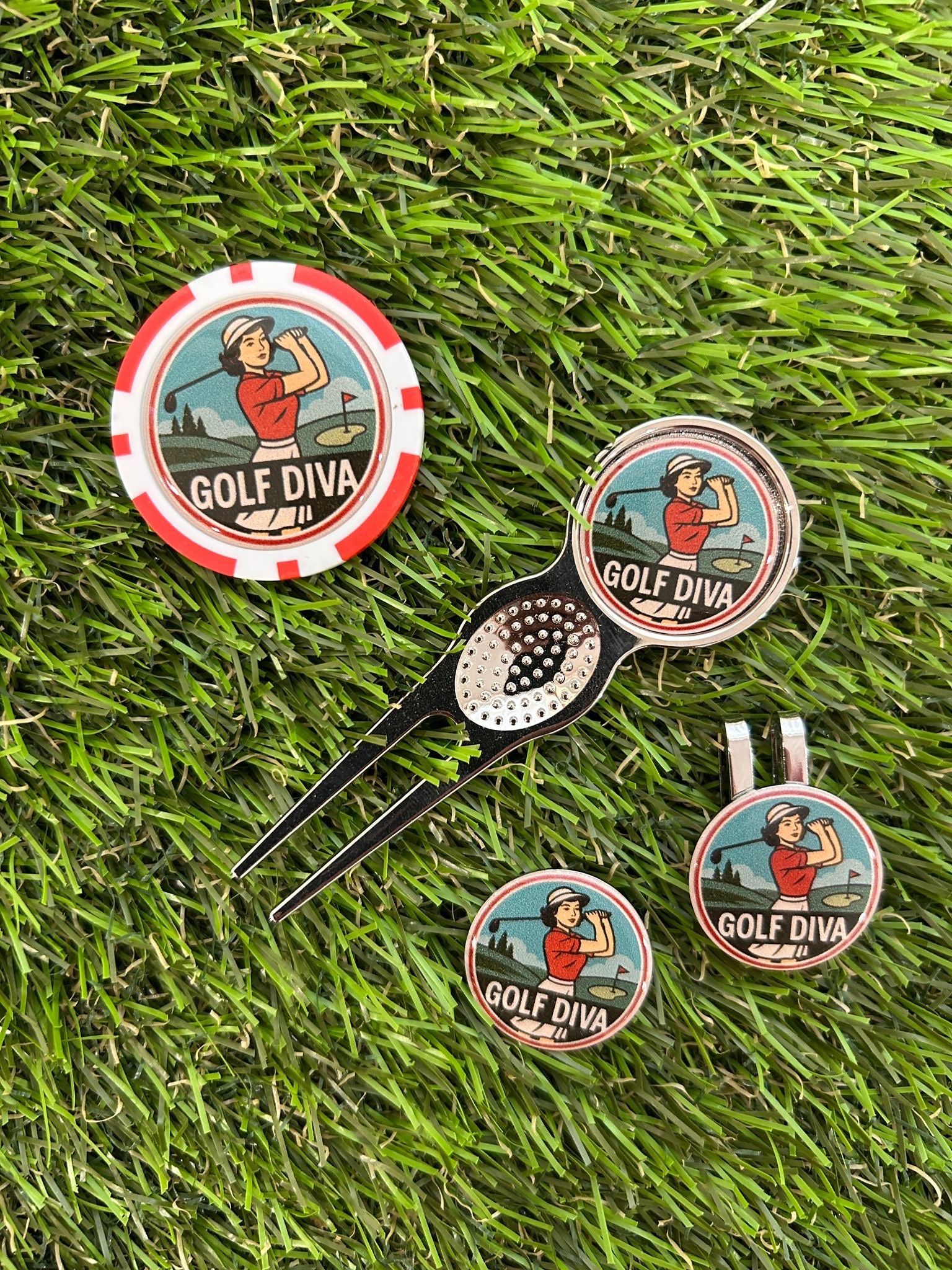 Golf Diva Traditional metal pitchfork Combo Set with Poker Chip ...